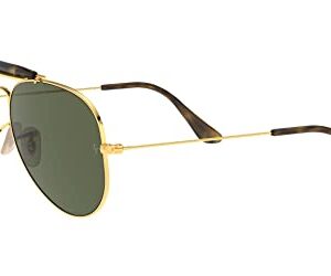 Ray-Ban RB3029 Outdoorsman II Aviator Sunglasses, Gold/G-15 Green, 62 mm