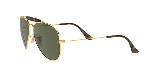 Ray-Ban RB3029 Outdoorsman II Aviator Sunglasses, Gold/G-15 Green, 62 mm