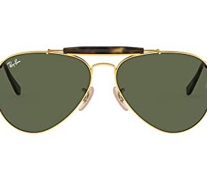 Ray-Ban RB3029 Outdoorsman II Aviator Sunglasses, Gold/G-15 Green, 62 mm