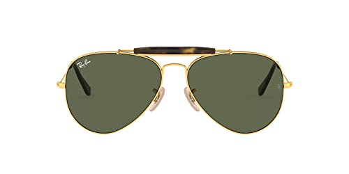 Ray-Ban RB3029 Outdoorsman II Aviator Sunglasses, Gold/G-15 Green, 62 mm