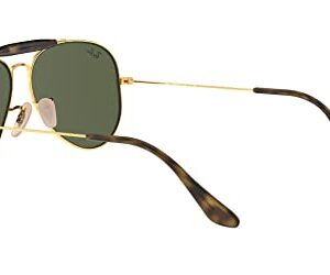 Ray-Ban RB3029 Outdoorsman II Aviator Sunglasses, Gold/G-15 Green, 62 mm