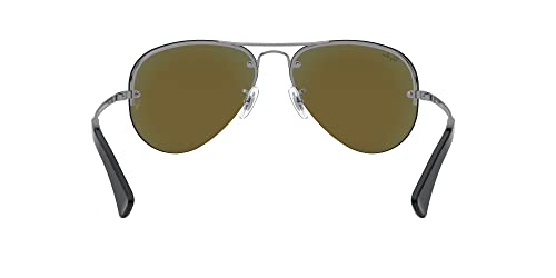 Ray-Ban RB3449 Aviator Sunglasses, Gunmetal/Light Green Mirrored Blue, 59 mm