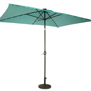 Trademark Innovations Rectangular Solar Powered LED Lighted Patio Umbrella - 10' x 6.5' (Teal)