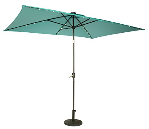 Trademark Innovations Rectangular Solar Powered LED Lighted Patio Umbrella - 10' x 6.5' (Teal)