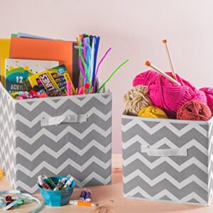 DII Non Woven Polyester Storage Bin, Chevron, Gray, Small Set of 2