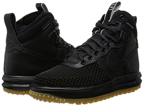 Nike Mens Lunar Force 1 Duckboot Black/Black/Metallic Silver/an Boot 10 Men US