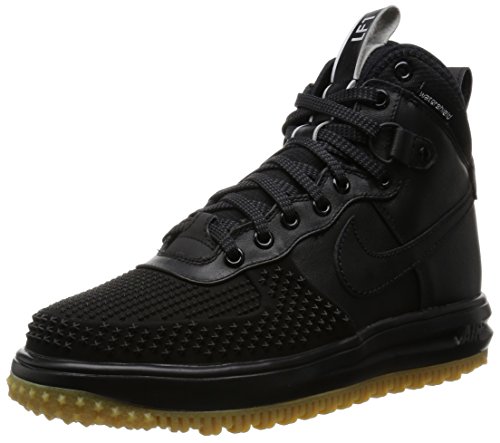 Nike Mens Lunar Force 1 Duckboot Black/Black/Metallic Silver/an Boot 10 Men US