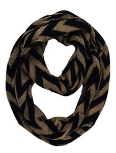 peach couture stylish winter warm soft knit chevron zigzag infinity loop scarf (taupe)