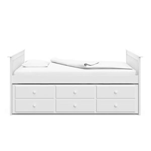 Storkcraft Marco Island Full Captain's Bed Full Twin Sized with Trundle, Bunk Bed Alternative, Great for Sleepovers, Underbed Storage/Organization, White