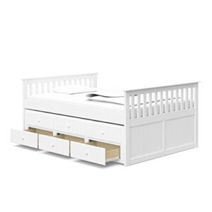 Storkcraft Marco Island Full Captain's Bed Full Twin Sized with Trundle, Bunk Bed Alternative, Great for Sleepovers, Underbed Storage/Organization, White