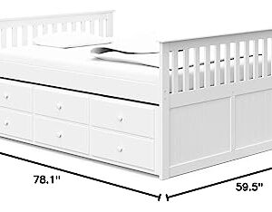 Storkcraft Marco Island Full Captain's Bed Full Twin Sized with Trundle, Bunk Bed Alternative, Great for Sleepovers, Underbed Storage/Organization, White