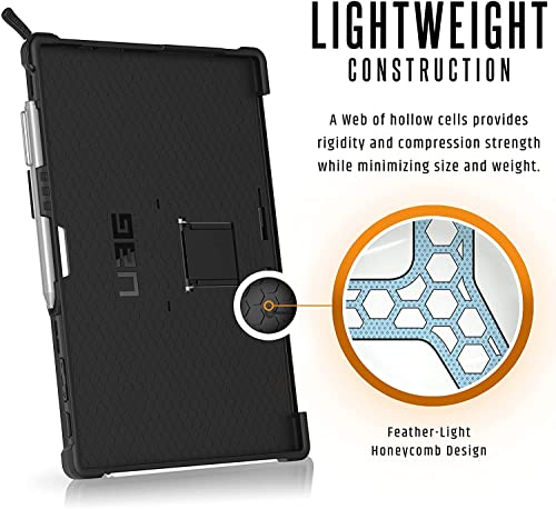 URBAN ARMOR GEAR UAG Designed for Microsoft Surface Pro 7 Plus, Pro 7, Pro 6, Pro 5th Gen (2017) (LTE), Pro 4 Feather-Light Rugged [Black] Aluminum Stand Military Drop Tested Case