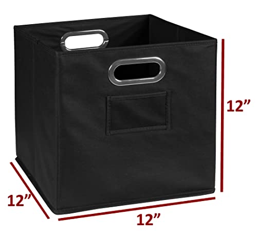 Niche Cubo Set of 12 Foldable Fabric Storage Bin with Label Holder- Black