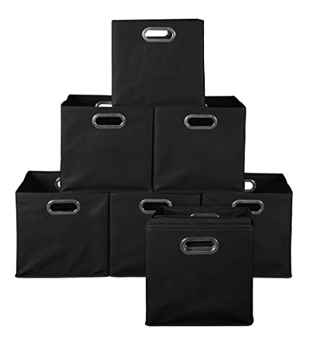 Niche Cubo Set of 12 Foldable Fabric Storage Bin with Label Holder- Black