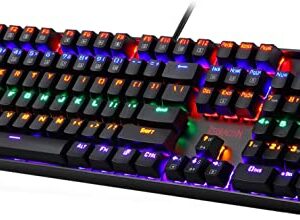 Redragon K551 Mechanical Gaming Keyboard RGB LED Rainbow Backlit Wired Keyboard with Red Switches for Windows Gaming PC (104 Keys, Black)