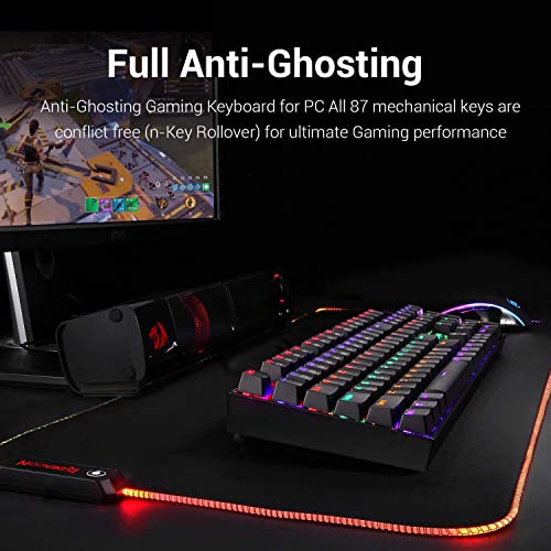 Redragon K551 Mechanical Gaming Keyboard RGB LED Rainbow Backlit Wired Keyboard with Red Switches for Windows Gaming PC (104 Keys, Black)