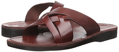 Jerusalem Sandals Jesse - Leather Woven Strap Sandal - Brown