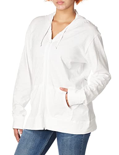 Hanes womens Slub Jersey fashion hoodies, White, Large US