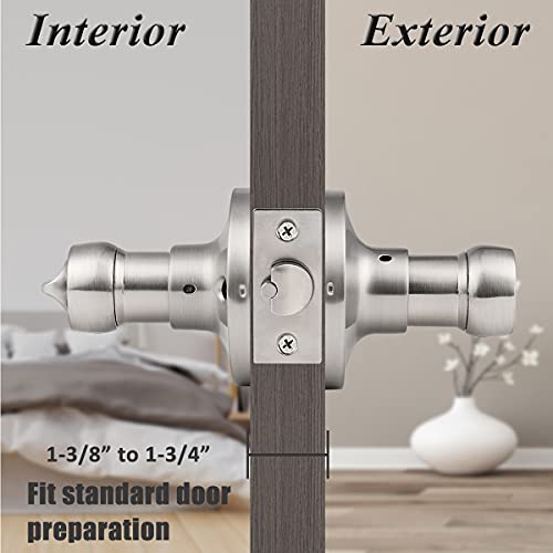 Probrico Wave Style Lever Handles Entrance Door Knobs Entry Door Locks Brushed Nickel