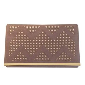 jnb sequin zig zag clutch, taupe