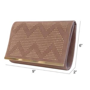 JNB Sequin Zig Zag Clutch, Taupe