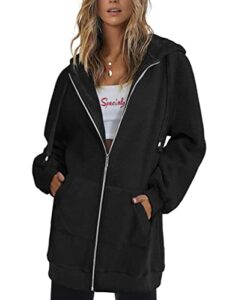 zeagoo women winter soft and comfortable long fashion hoddie sweatshirt,black,xx-large