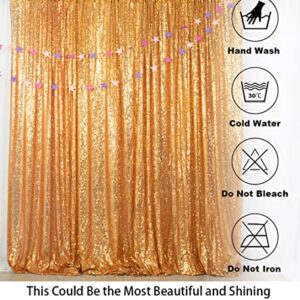 ShiDianYi 20 Ft X 10 Ft Gold Sequin Backdrop Curtain Sequin Fabric Photo Booth Backdrop Wedding Reception Deep Gold Glitter Photography Backdrop for Parties