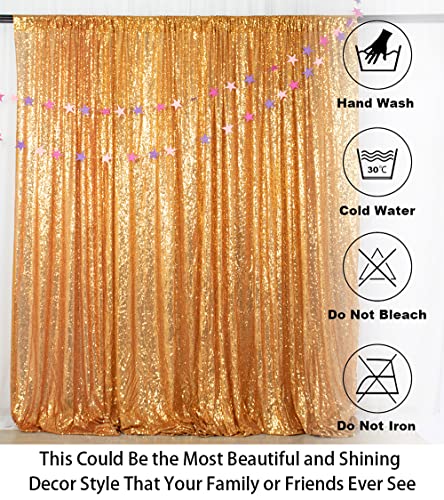 ShiDianYi 20 Ft X 10 Ft Gold Sequin Backdrop Curtain Sequin Fabric Photo Booth Backdrop Wedding Reception Deep Gold Glitter Photography Backdrop for Parties