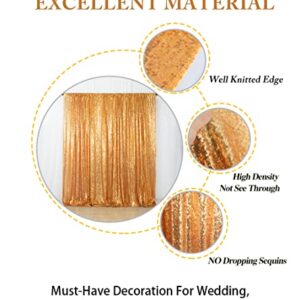 ShiDianYi 20 Ft X 10 Ft Gold Sequin Backdrop Curtain Sequin Fabric Photo Booth Backdrop Wedding Reception Deep Gold Glitter Photography Backdrop for Parties