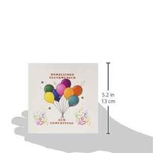 Image of Happy Birthday In German Balloons And Confetti - Greeting Card, 6 x 6 inches, single (gc_223460_5)