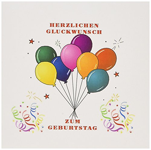 Image of Happy Birthday In German Balloons And Confetti - Greeting Card, 6 x 6 inches, single (gc_223460_5)