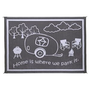 stylish camping rh8181 black/white 8-feet x 18-feet rv home mat