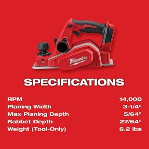 Milwaukee 2623-20 M18 3-1/4" Planer - tool Only