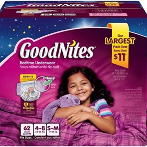 Goodnites Bedtime Underware for Girls Small/medium 62 Count