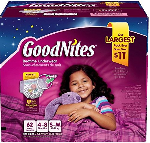 Goodnites Bedtime Underware for Girls Small/medium 62 Count