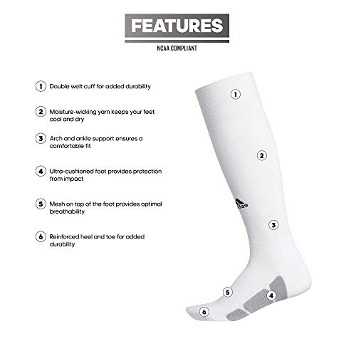 adidas Utility All Sport Over The Calf (OTC) Socks (1-Pair), White/Light Onix Grey/Black, Medium