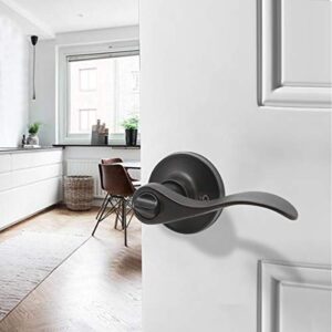 Gobrico Oil Rubbed Bronze Privacy Door Lever for Bathroom Bedroom Keyless Door Lockset Universal Handle,1Pack