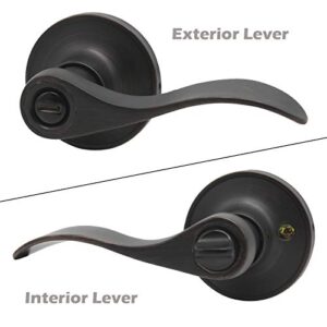 Gobrico Oil Rubbed Bronze Privacy Door Lever for Bathroom Bedroom Keyless Door Lockset Universal Handle,1Pack