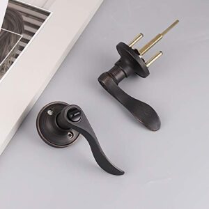 Gobrico Oil Rubbed Bronze Privacy Door Lever for Bathroom Bedroom Keyless Door Lockset Universal Handle,1Pack