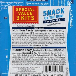 BUMBLE BEE Snack on the Run! Tuna Salad with Crackers Kit, High Protein Snack Food, Tuna Salad Multi-Pack, Healthy Snacks for Adults, 3.5 Ounce Kit (Pack of 3)