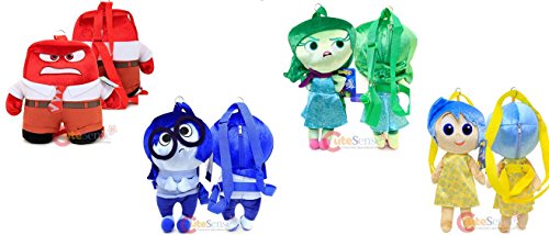 Disney Inside Out Plush Doll Backpack Bundle Set - 4 items: Joy, Disgust, Sadness and Anger