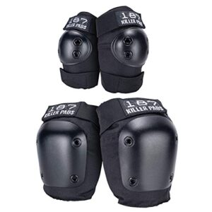 187 killer pads knee pads, elbow pads combo pack, black, x- small