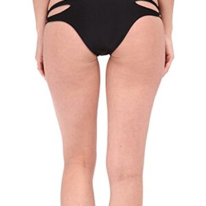 Luli Fama Women's Cosita Buena Reversible Zig Zag Open Side Bikini Bottom, Black, Large