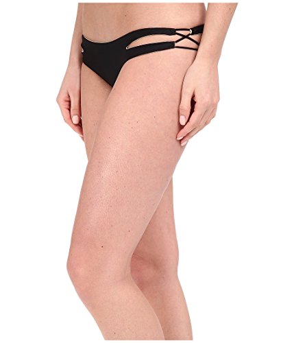 Luli Fama Women's Cosita Buena Reversible Zig Zag Open Side Bikini Bottom, Black, Large