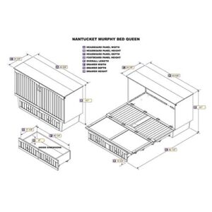 AFI Nantucket Murphy Bed Chest, Queen, White