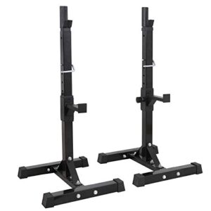 f2c max load 550lbs pair of adjustable 40"-66" squat rack sturdy steel squat barbell free bench press stands gym/home gym portable dumbbell racks stands (one pair/two pcs)