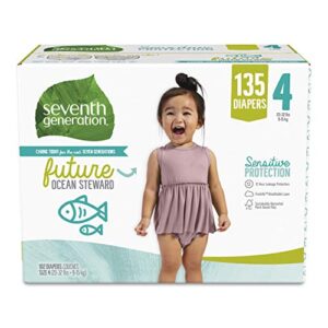 seventh generation baby diapers, size 4, 135 count (pack of 1)