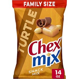 chex mix snack mix, turtle, indulgent snack bag, 14 oz