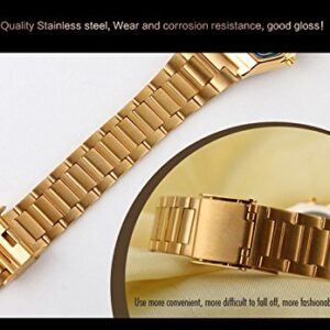 VIGOROSO Men Lady Vintage Retro Gold Stainless Steel Digital Casual Watch Alarm Stopwatch(Gold)