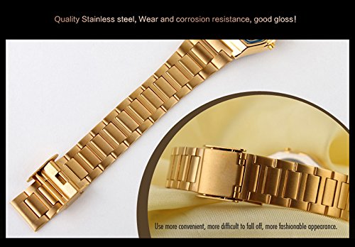 VIGOROSO Men Lady Vintage Retro Gold Stainless Steel Digital Casual Watch Alarm Stopwatch(Gold)